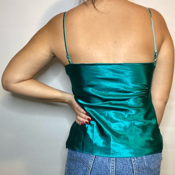 Tops | Dark Teal Silky 9s Y2k Tank | Poshmark